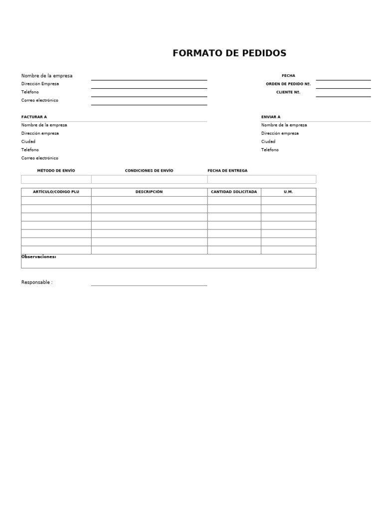 Formato de Pedidos | PDF