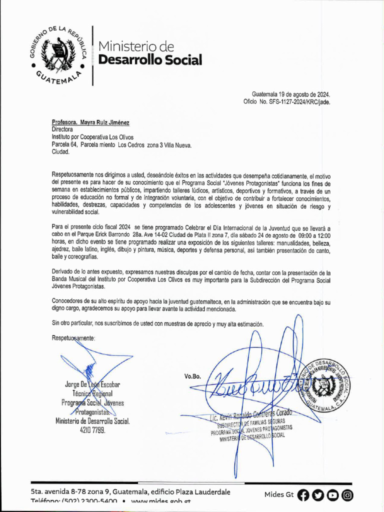 Oficio Banda Villa Nueva | PDF