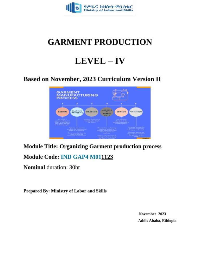 Mo-01 - IV - Organize Garment Production Process | PDF | Lean ...