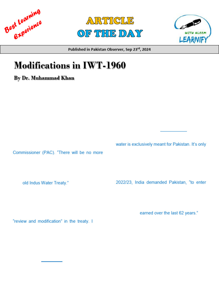 Article of The Day - Modifications in IWT-1960 | PDF | Earth Sciences