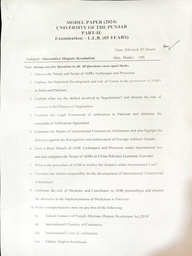 Model Paper ADR | PDF