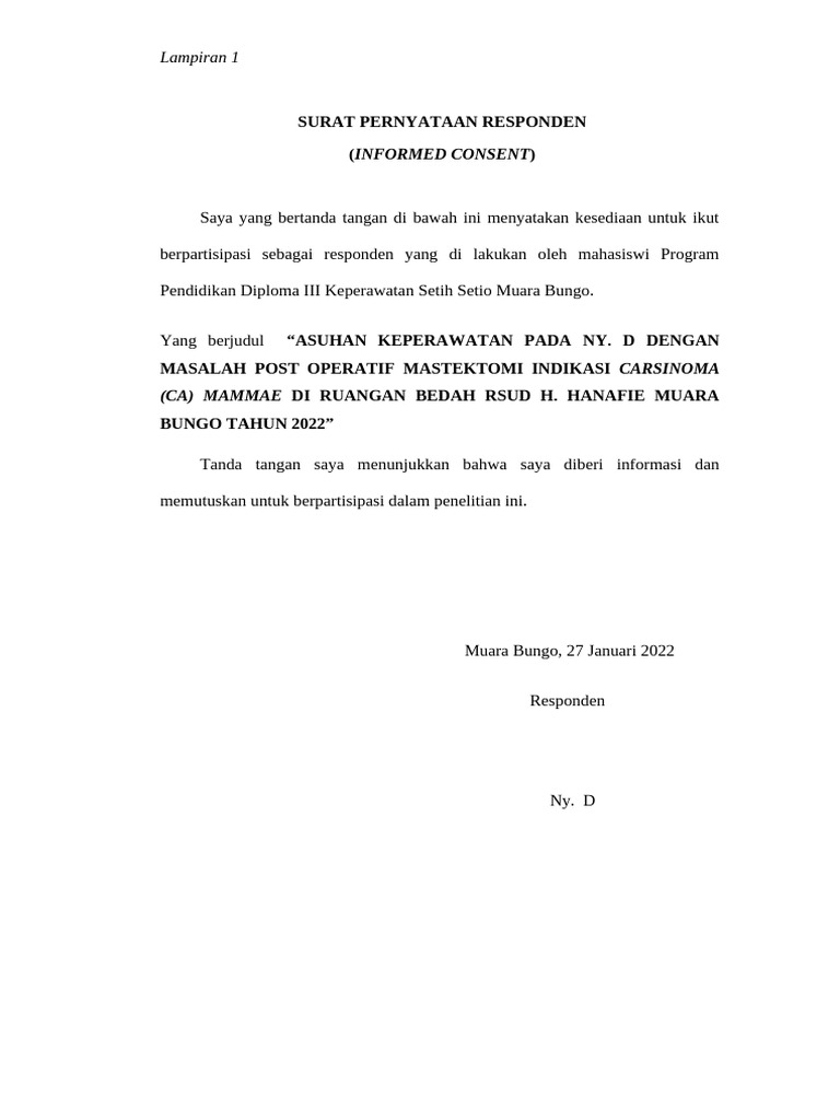 20 Surat Pernyataan Responden Kti Irwan Sagita | PDF