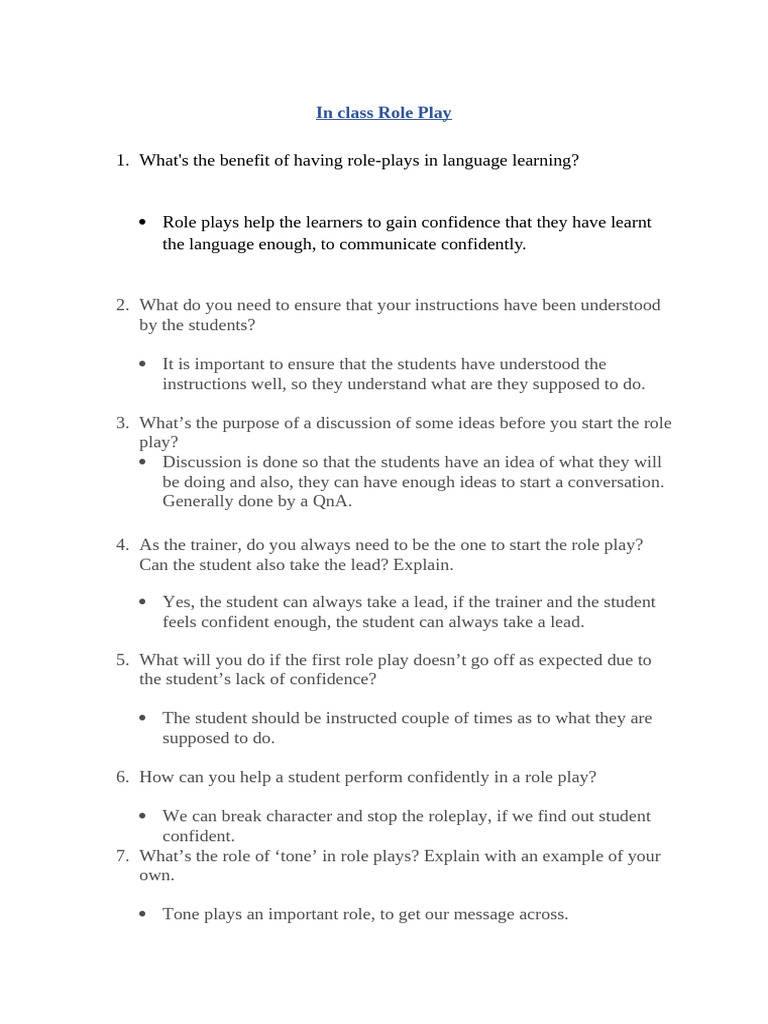 In Class Role Play | PDF | Language Arts & Discipline | Self-Improvement