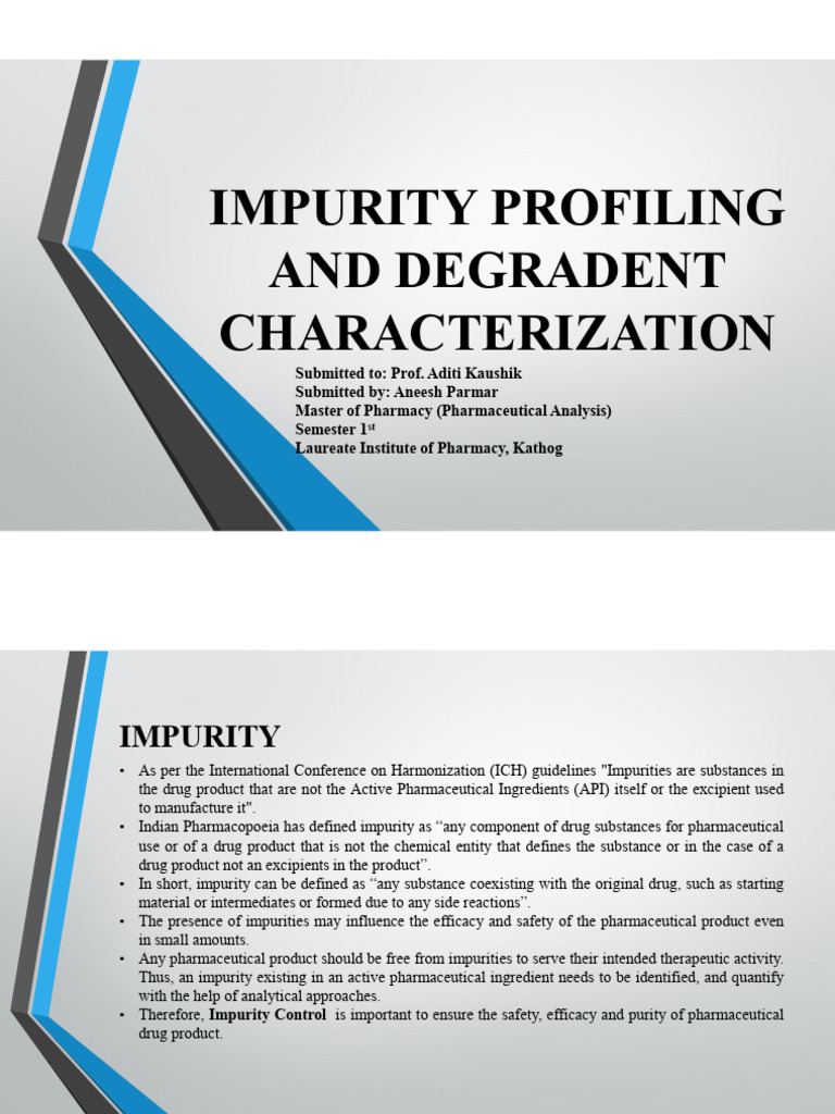 Impurity Profiling and Degradent Characterization | PDF | Mass ...