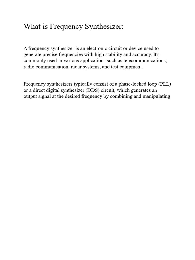 What Is Frequency Synthesizer | PDF | Control Theory | Radio