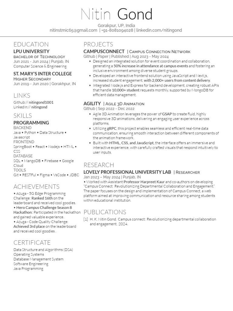 Nitin_Gond_Resume | PDF | Computing | Computer Programming