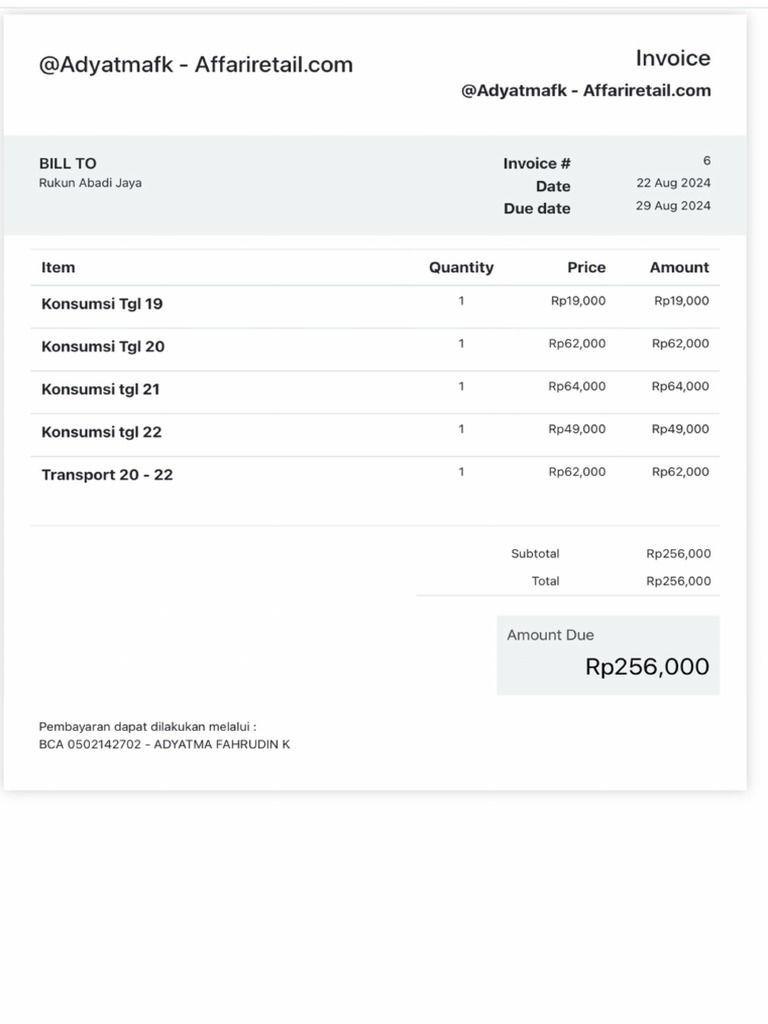 Akomodasi Rukun Abadi Jaya | PDF