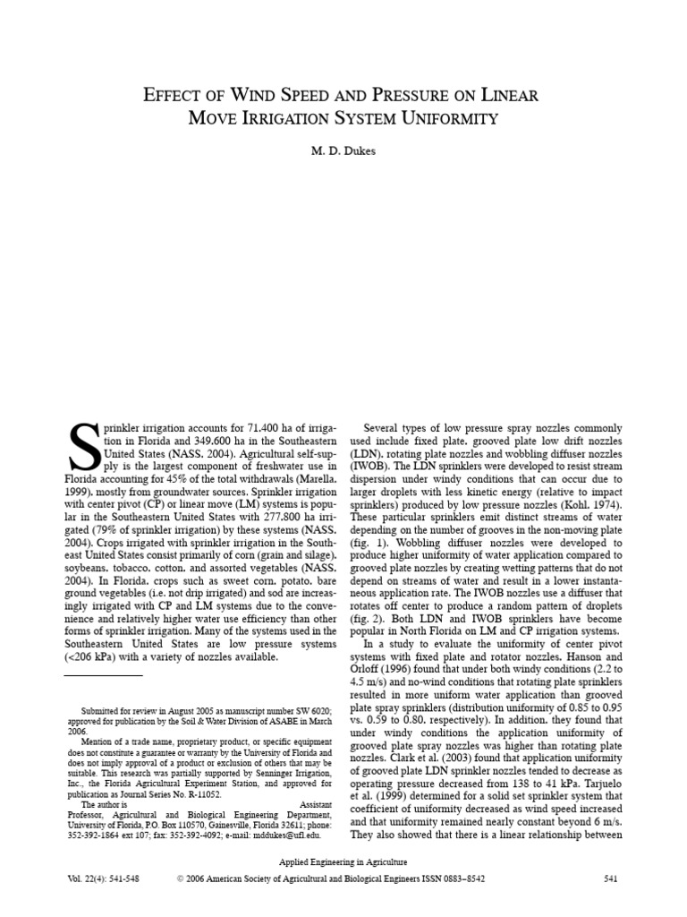 Wind Speed Pressure Uniformity Effect AppEngAg | PDF | Pressure ...