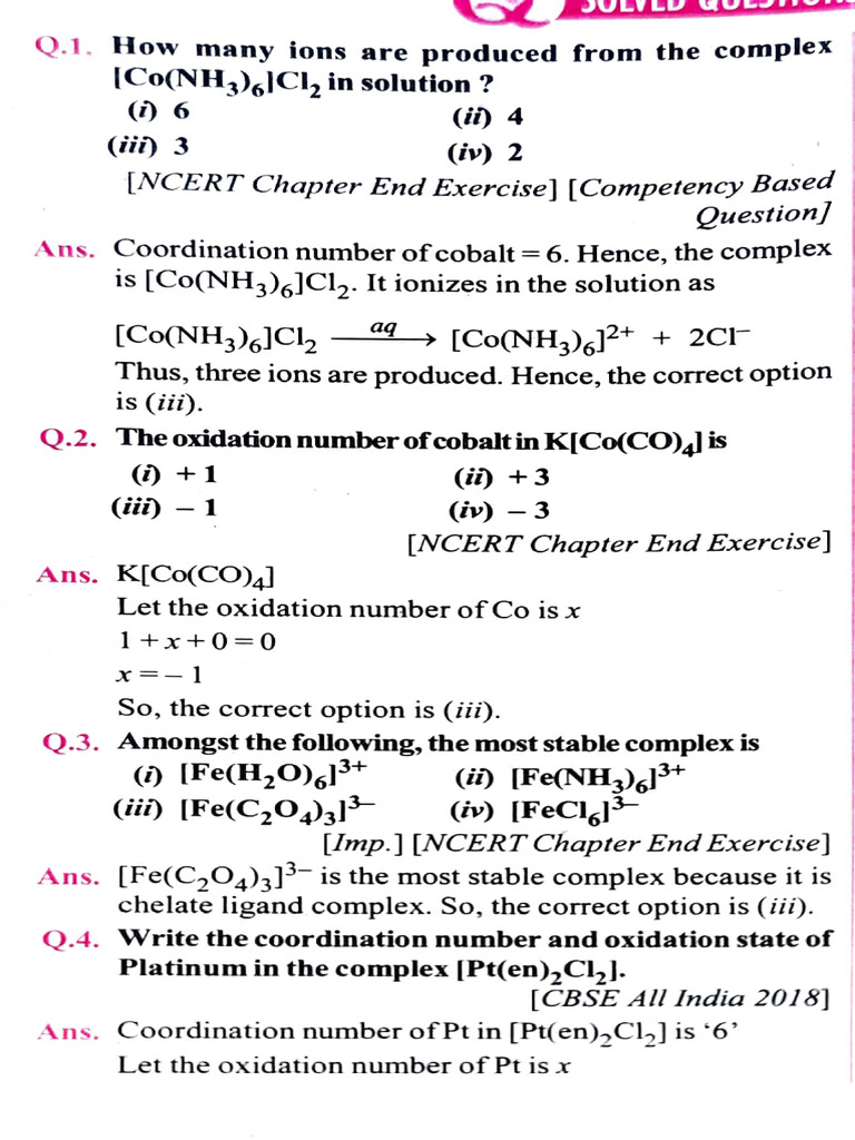 PyQ and NCERT of Coordination Compounds by Bharat Panchal Sir | PDF | Coordination Complex | Ligand