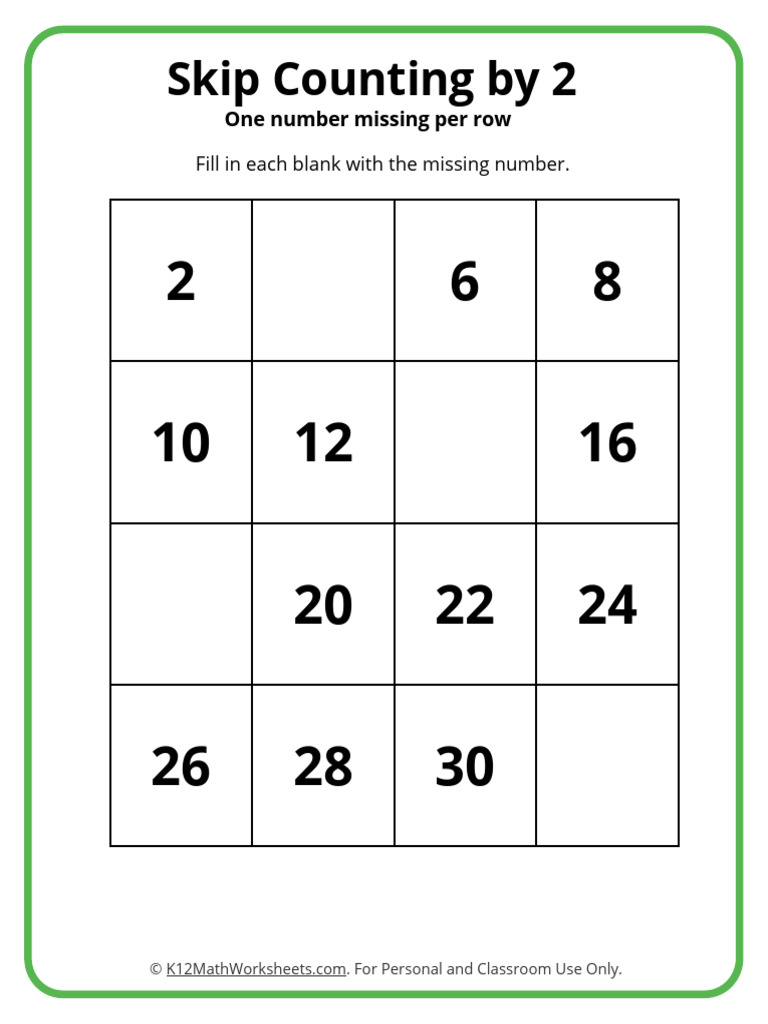 Skip Counting by 2 Worksheet 1 | PDF