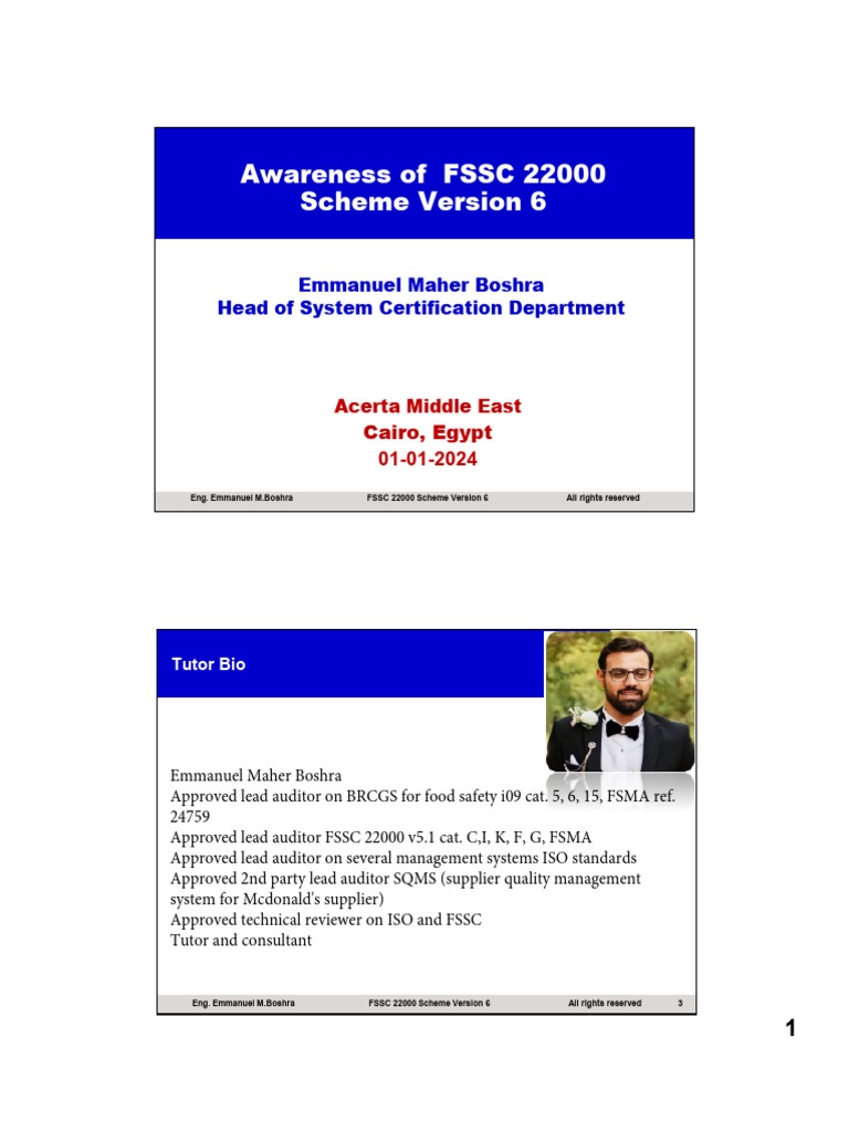 Awareness of FSSC 22000 Scheme Version 6 | PDF | Hazard Analysis And ...