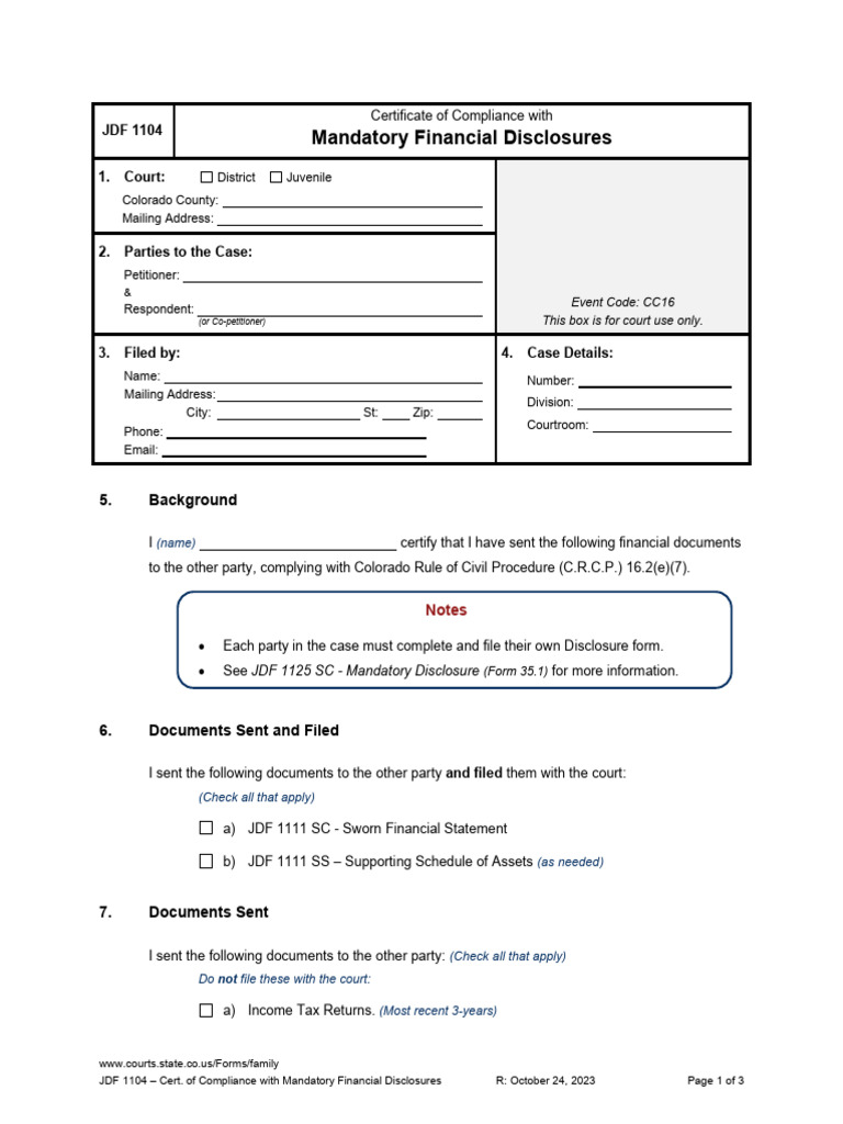 Mandatory Financial Disclosures | PDF