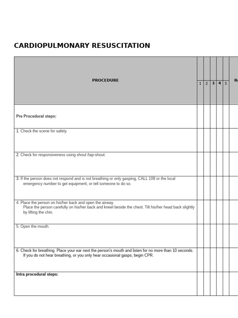 CPR Checklist From Scratch | PDF | Science & Mathematics