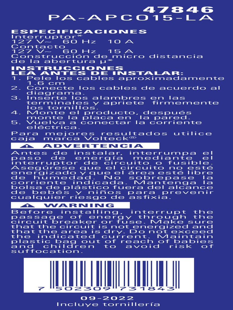 03 Instructivo | PDF | Cambiar | Electricidad