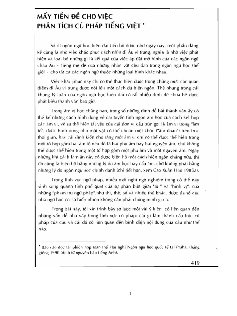 TaiLieu TienDe Cho Phan Tich CuPhap TiengViet 3bai 30pages | PDF