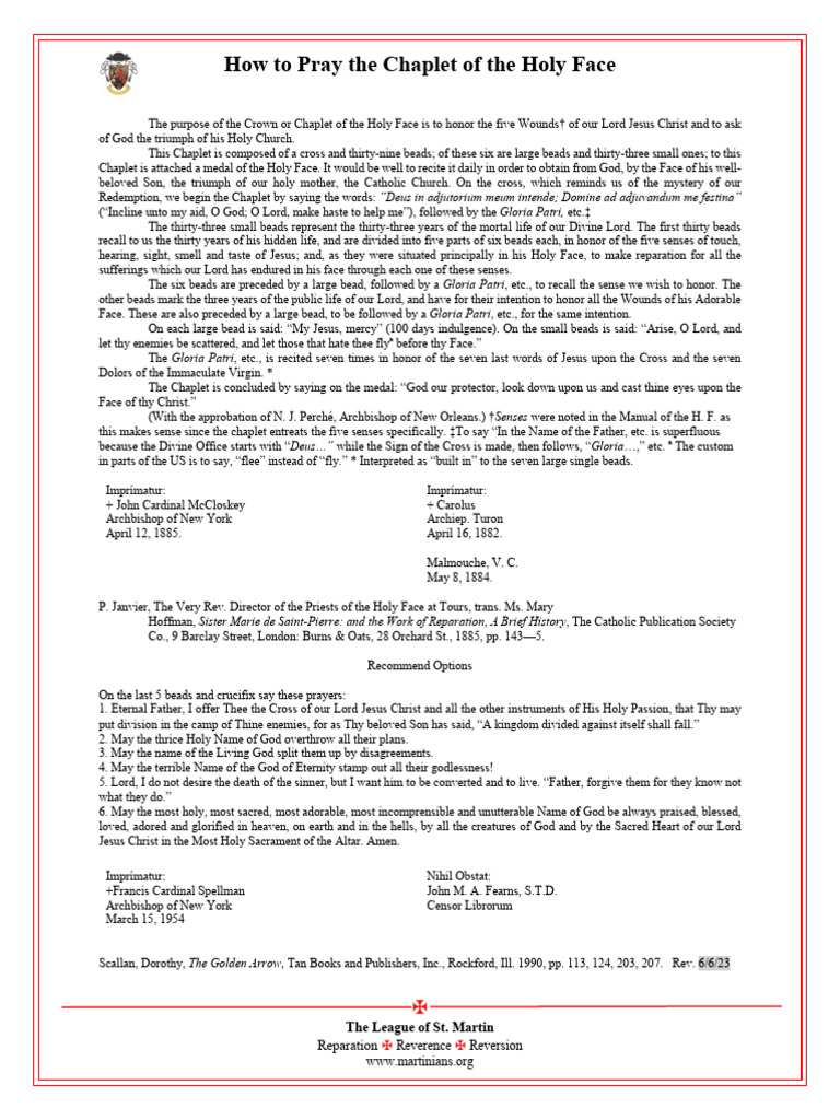 Chaplet of The Holy Face | PDF | Glory (Religion) | God The Father