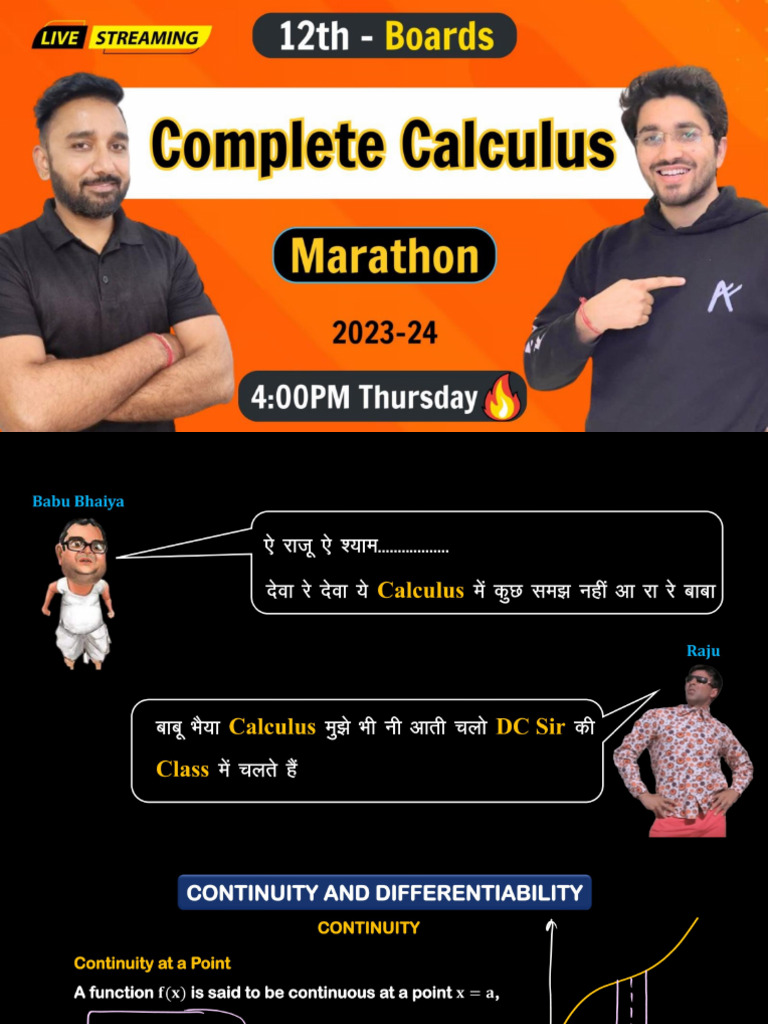 Complete Calculus - Class 12 Mathematics - Boards Exam - 2023-24 | PDF