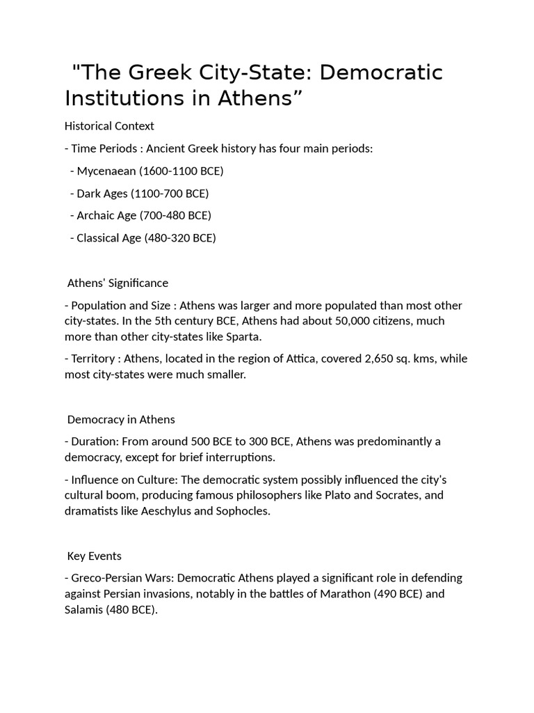 The Greek City-State Democratic Institutions in Athens | PDF