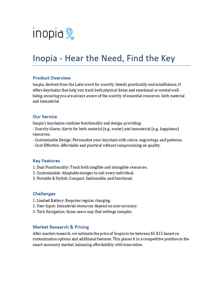 Inopia Keychain Brochure Style Document | PDF
