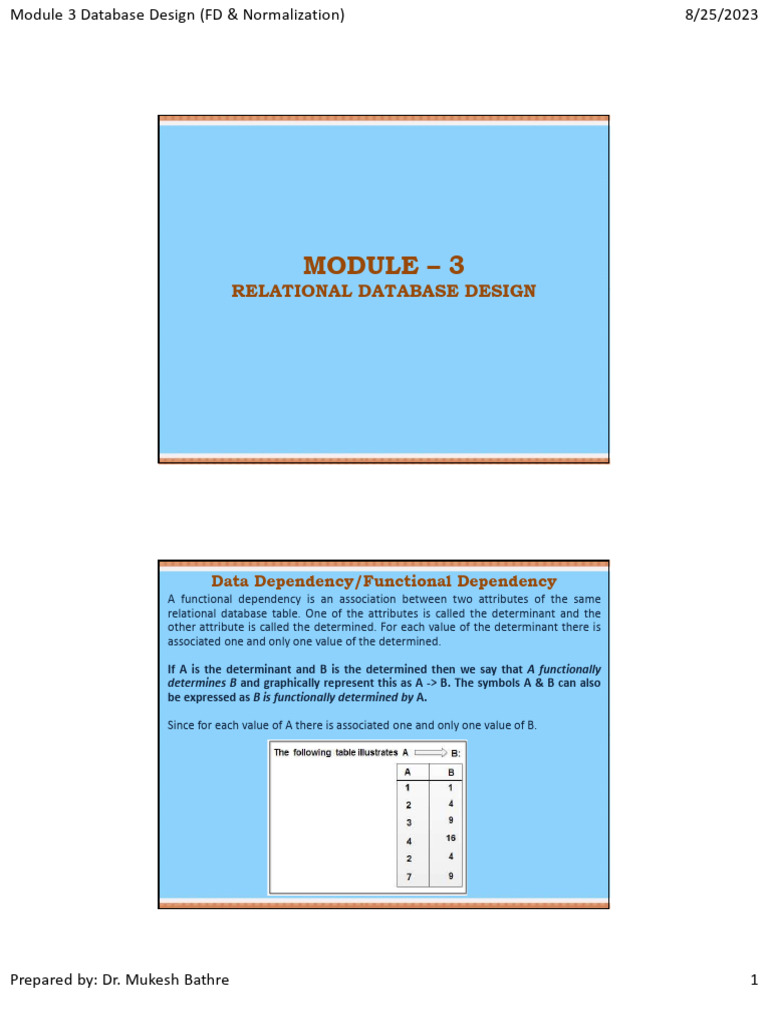 5832module 3 (Functional Dependency) - 5th Semester - Computer Science and Engineering | PDF ...