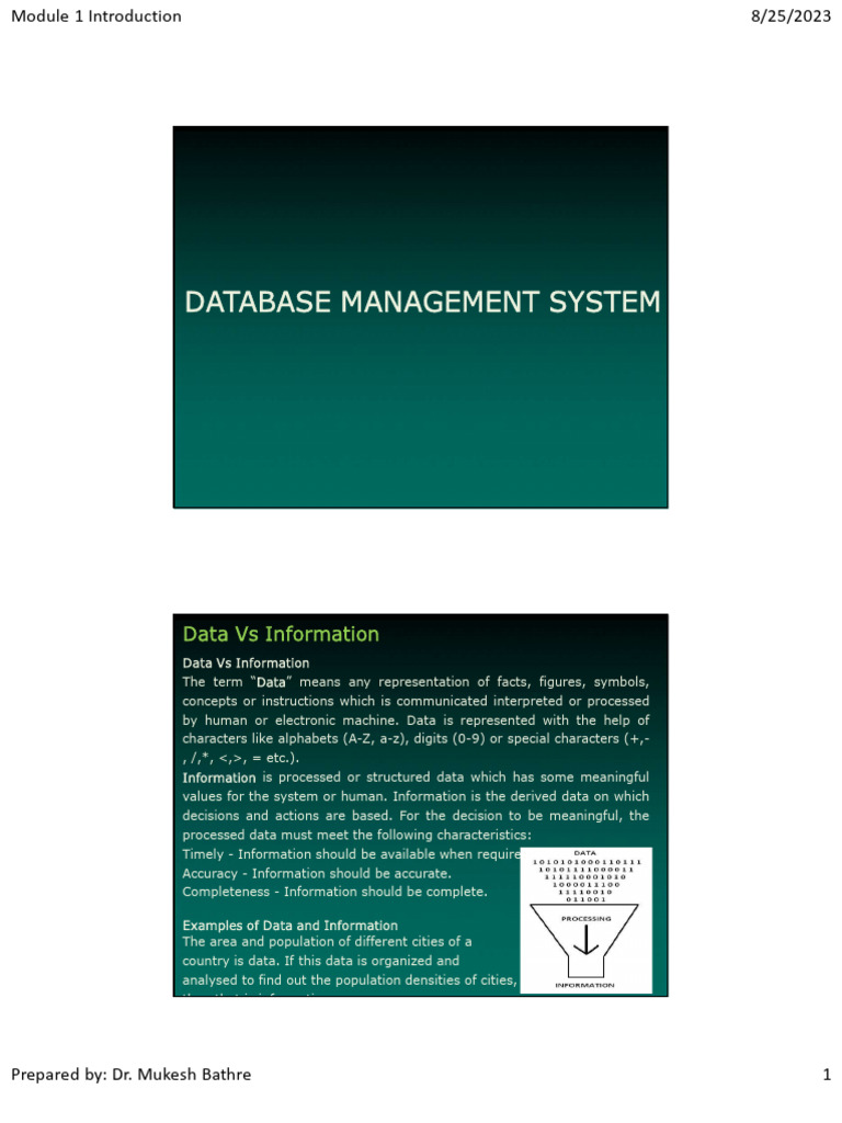 9946module 1 (Introduction) - 5th Semester - Computer Science and Engineering | PDF | Databases ...