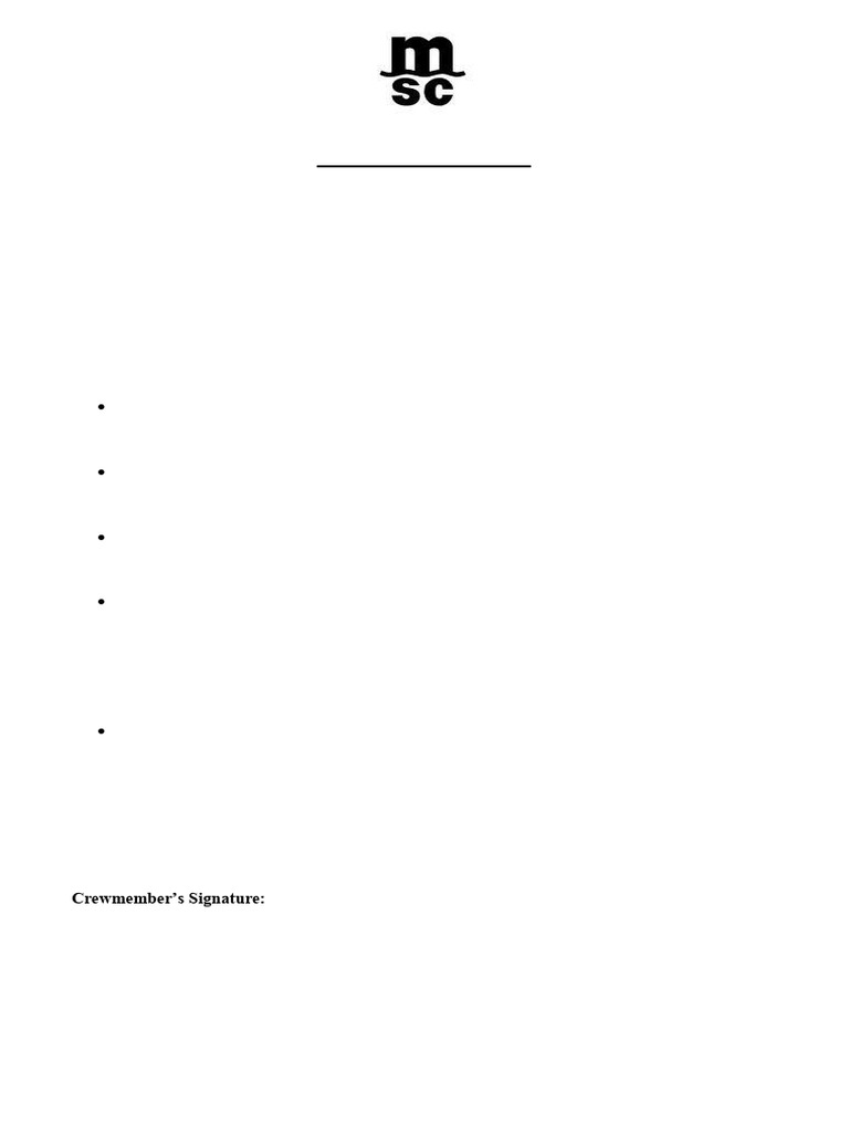MSC Cruises Declaration Certificate | PDF | Finance & Money Management