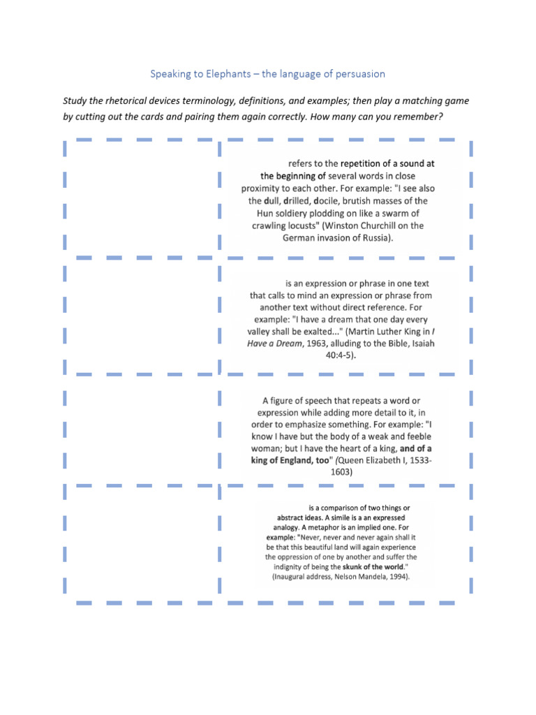 Speech - LAL Rhetorical-Device-Card-Matching-Activity | PDF | Language ...