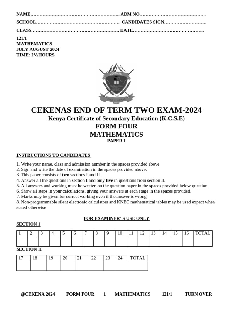 Mathematics Paper 1 | PDF | Area | Mathematics