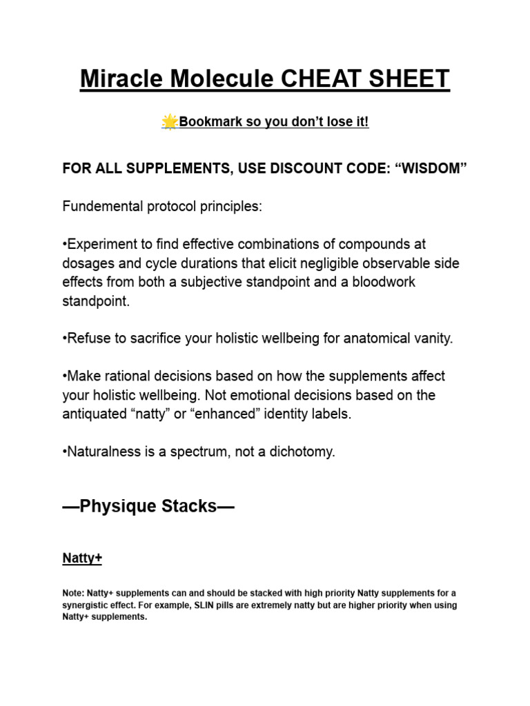 Miracle Molecule CHEAT SHEET | PDF | Muscle Hypertrophy