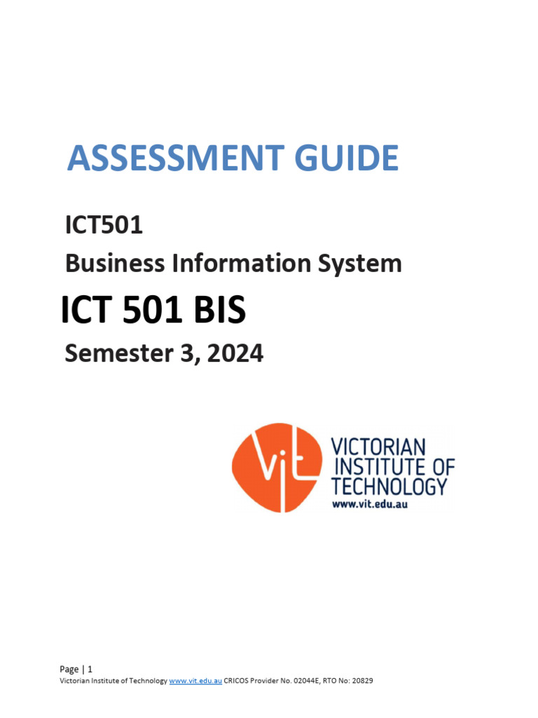 ICT 501 BIS Assessment Guide S3 - 2024 v2 | PDF | Turnitin | Artificial Intelligence