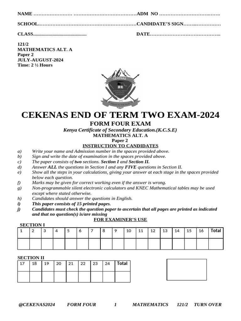 Mathematics PP2 Questions | PDF | Taxes | Circle