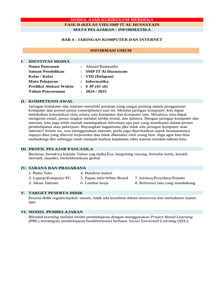 Modul Ajar Informatika Kelas 8 BAB 4 | PDF