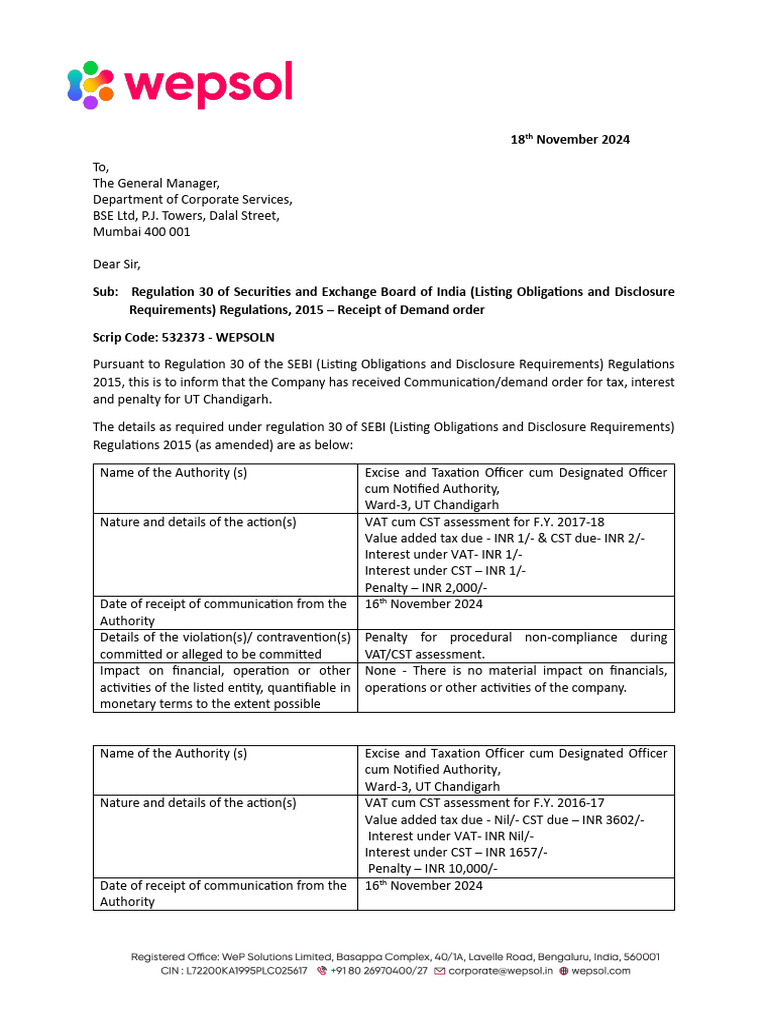 WeP Solutions Tax Demand Notification | PDF | Taxes | Value Added Tax