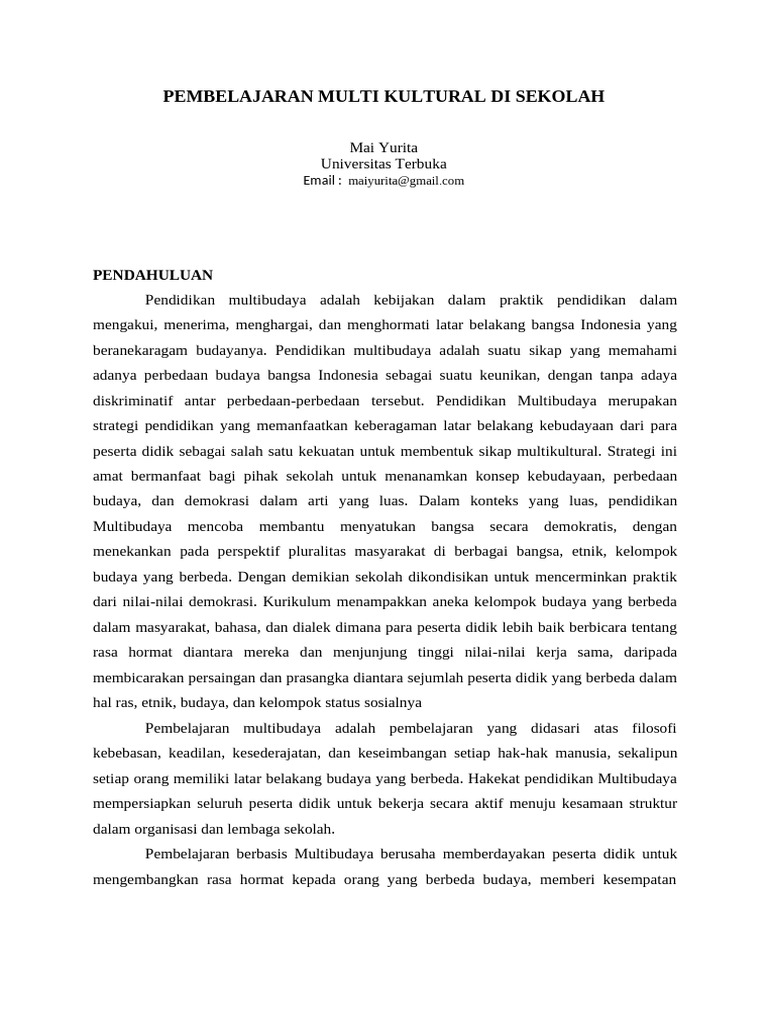 Pembelajaran Berbasis Multikultural | PDF