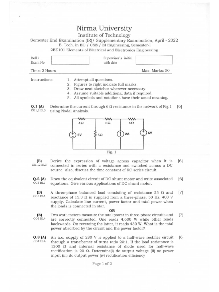 2EE101 IR April 2022 | PDF