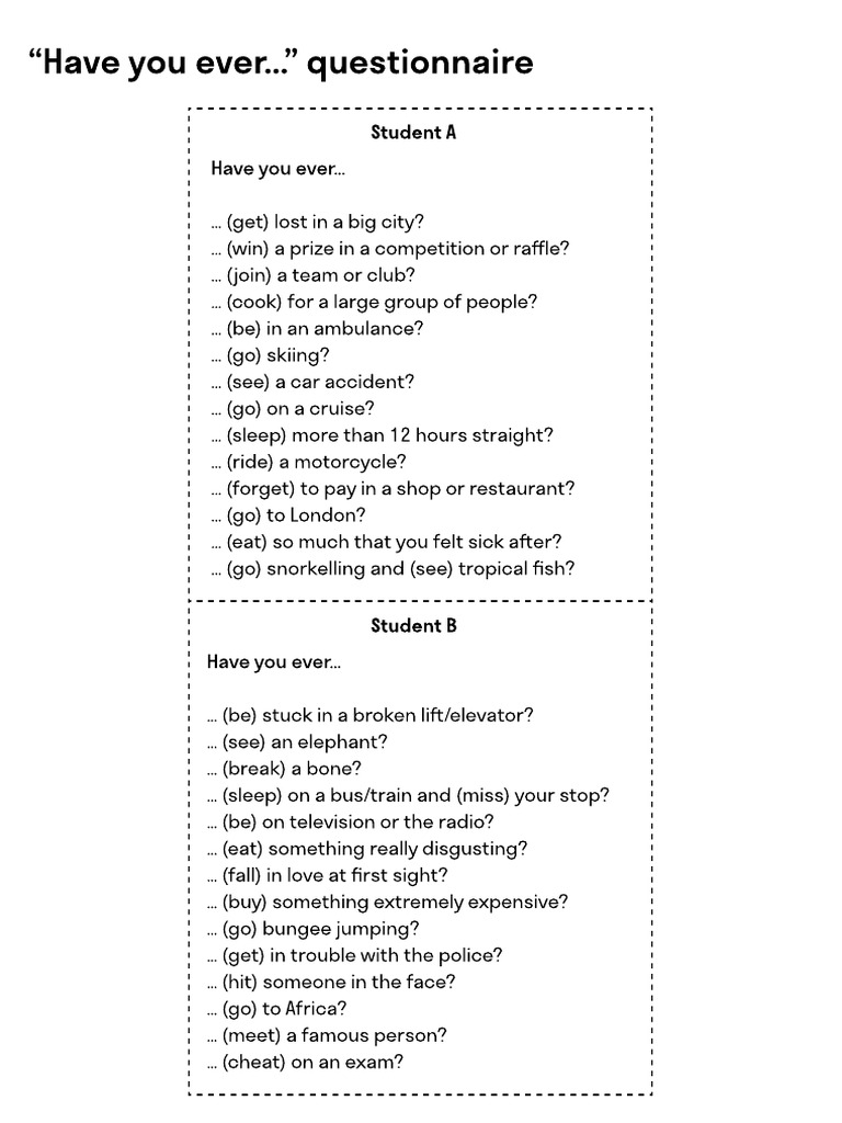 Have You Ever Questionnaire | PDF | Art