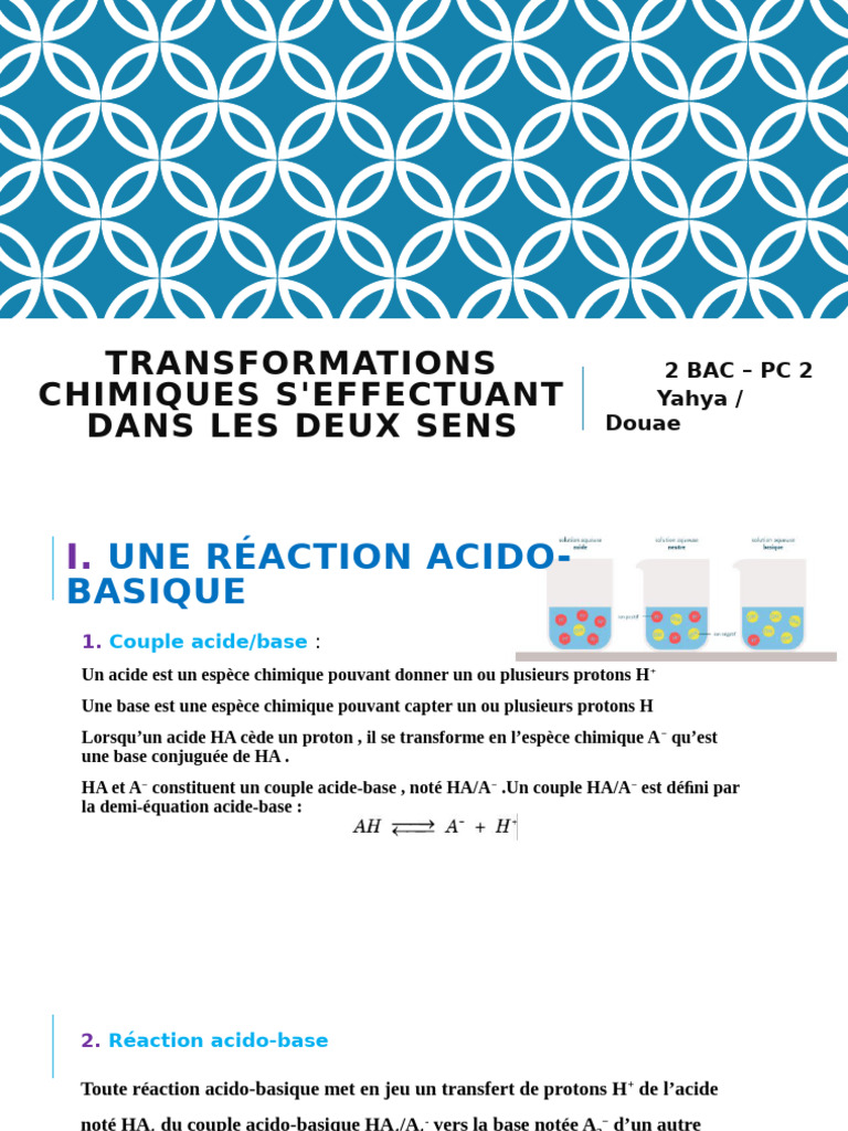 Réactions acido-basiques et pH en chimie | PDF | Ph | Acide