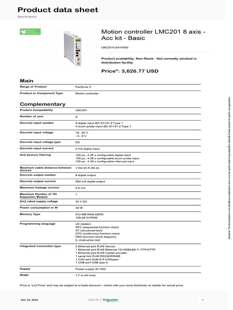 Schneider Electric - PacDrive-3-LMC-Pro-LMC-Eco - LMC201CAA10000 | PDF ...