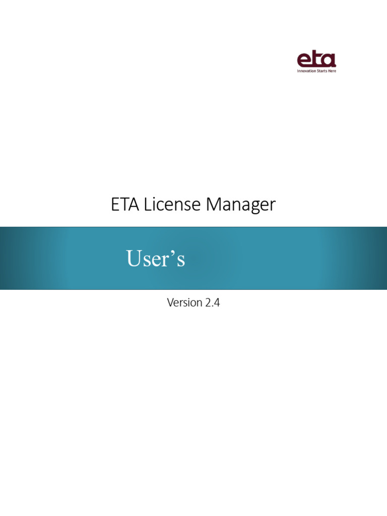 ETA-License Manager User Manual | PDF | Installation (Computer Programs) | Icon (Computing)