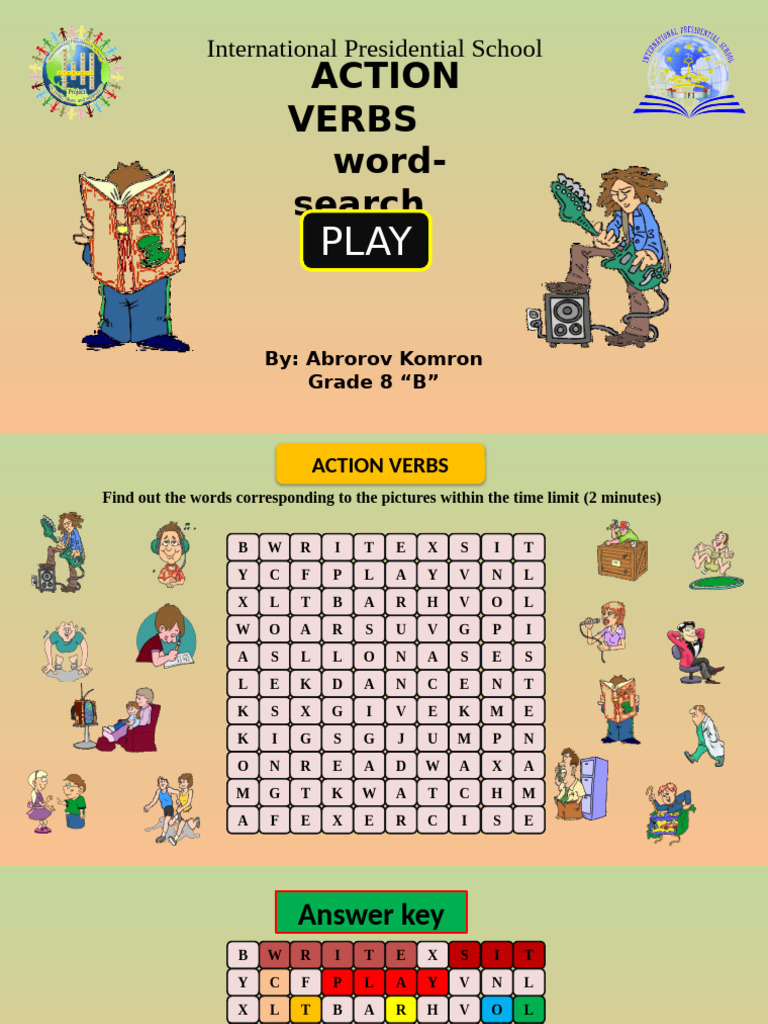 Action Verbs Word Search Puzzle | PDF