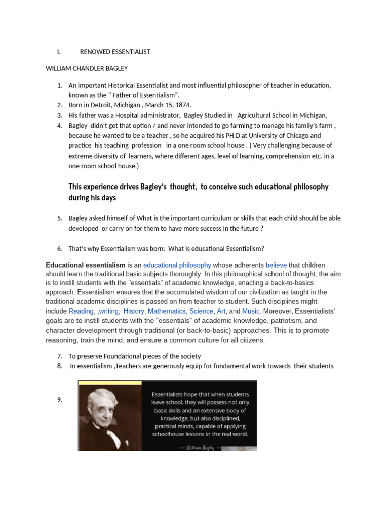 William Chandler Bagley Report Que Lines | PDF | Liberal Arts Education ...