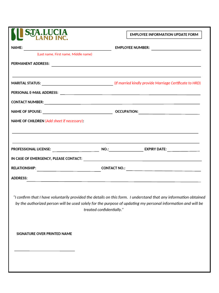 Employee Information Update Form | PDF | Career & Growth | Law