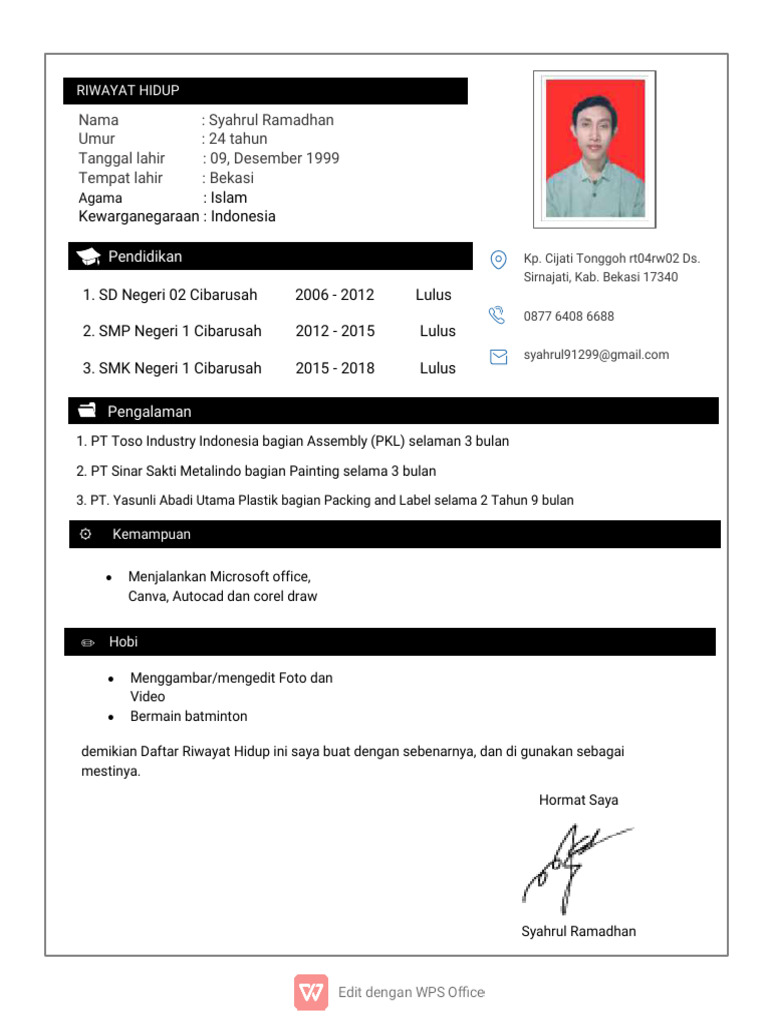 CV - Syahrul - Ramadhan | PDF