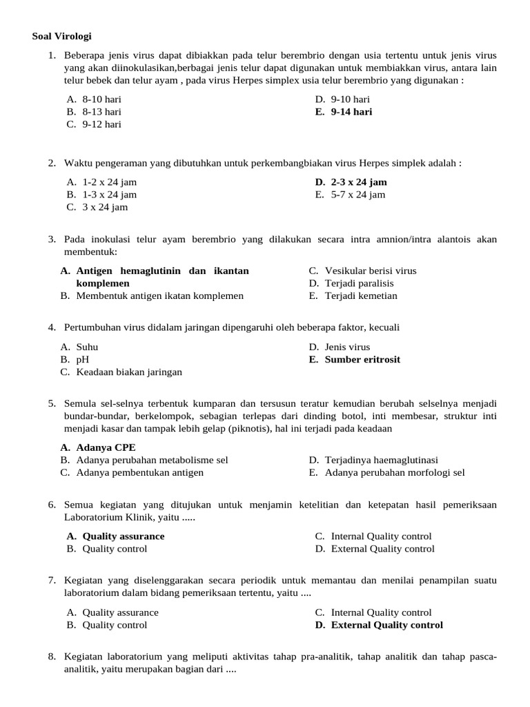 Soal Virologi Dan QC | PDF