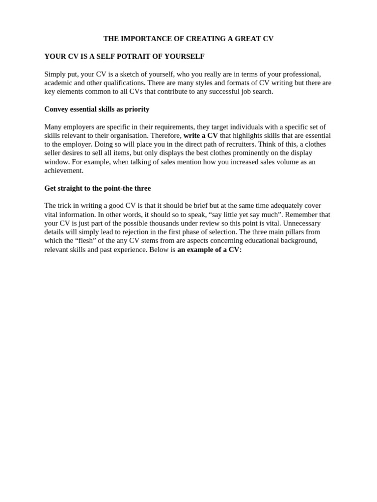 The Importance of Creating A Great CV | PDF | Human Communication