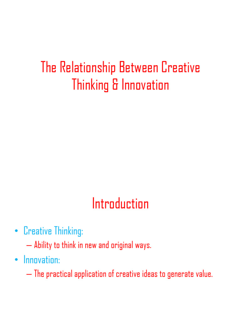 Creative Thinking and Innovation | PDF | Creativity | Innovation