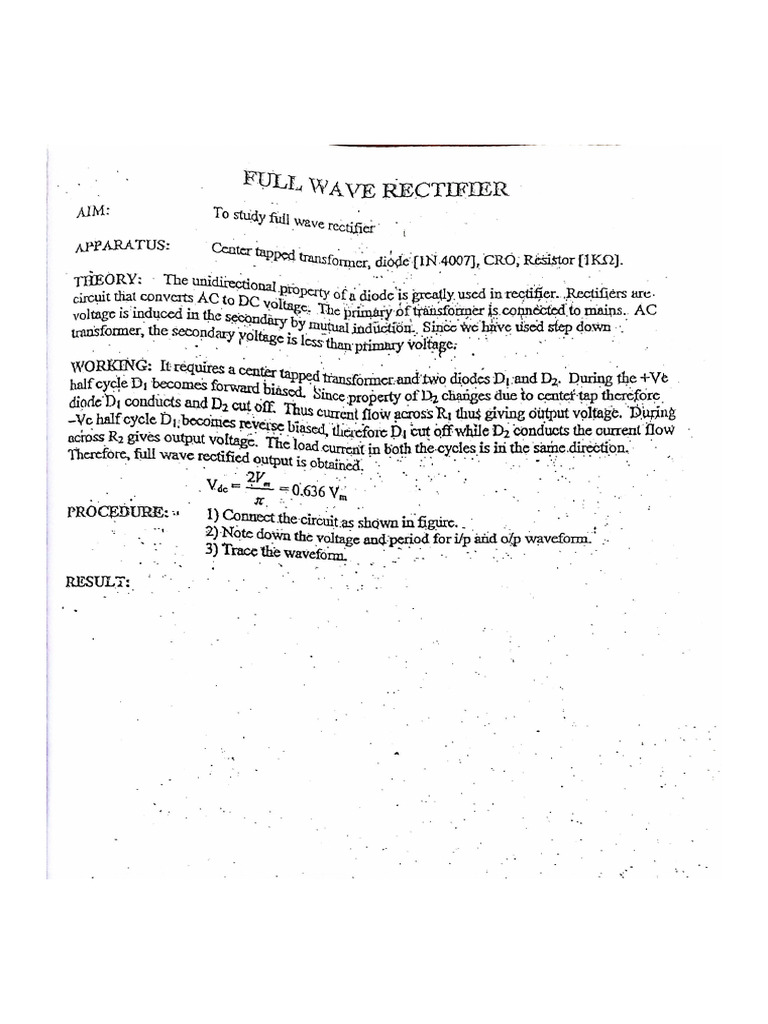 Full Wave Rectifier | PDF