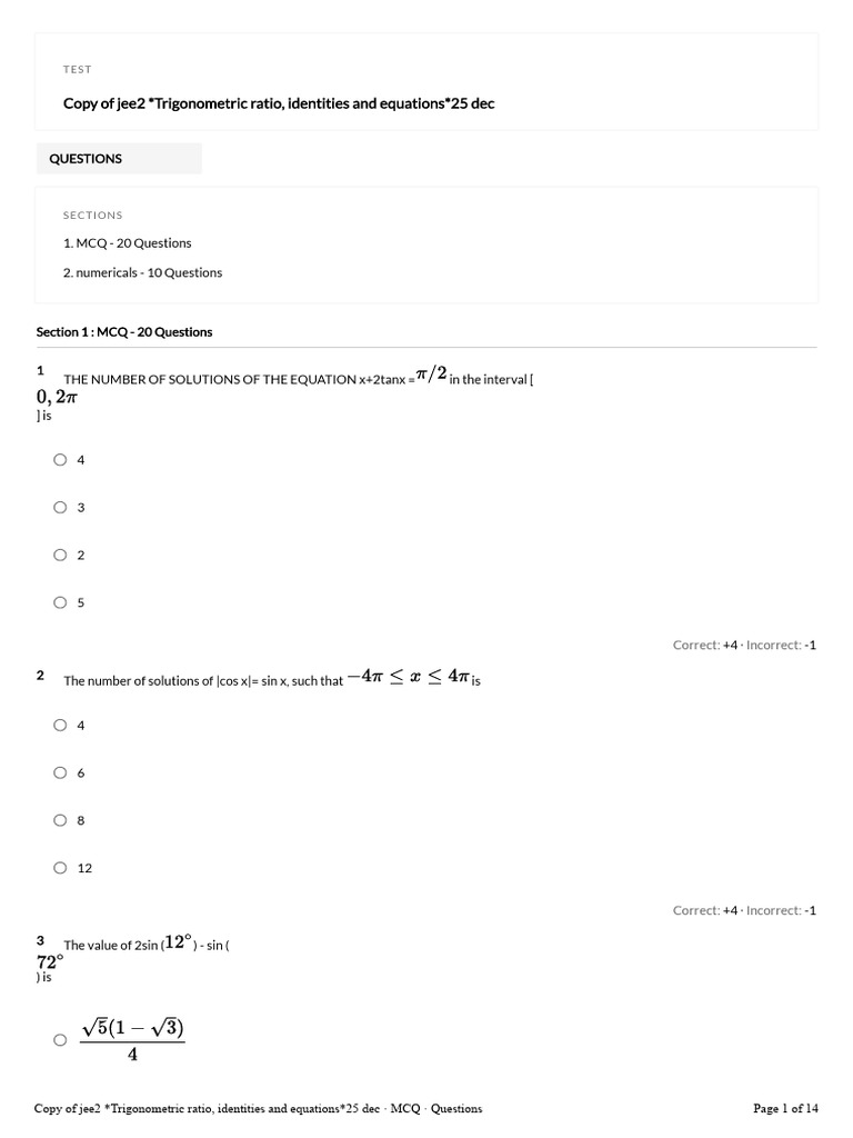Trigonometric Ratio | PDF | Trigonometric Functions | Algebra