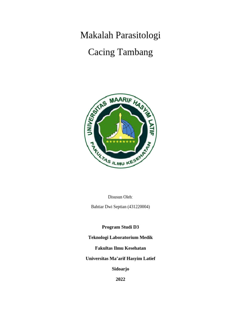 Makalah Parasitologi Cacing Tambang | PDF | Sains & Matematika