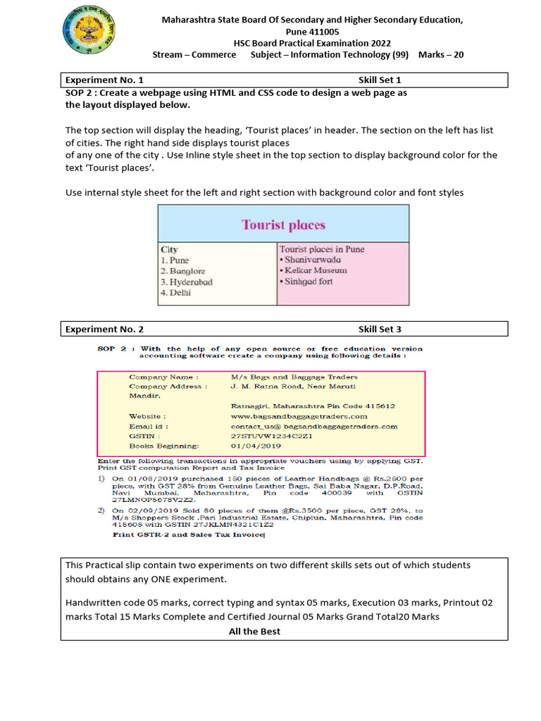 PDB PKVMComm IT Practical Slips Final | PDF | Html Element | Html